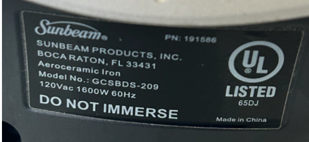 Where do I find the model number on Sunbeam Products?