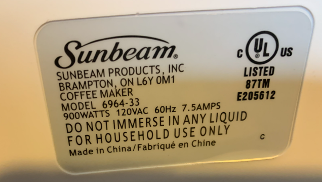 Where do I find the model number on Sunbeam Products?