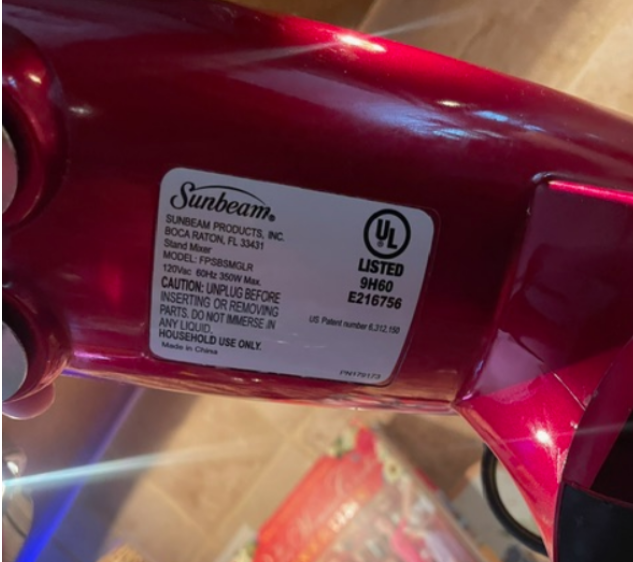 Where do I find the model number on Sunbeam Products?